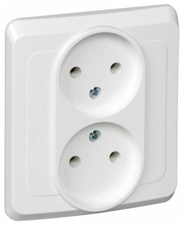 Розетка 2-м СП Этюд 16А IP20 250В без заземл. без защ. шторок бел. SE PC16-005B
