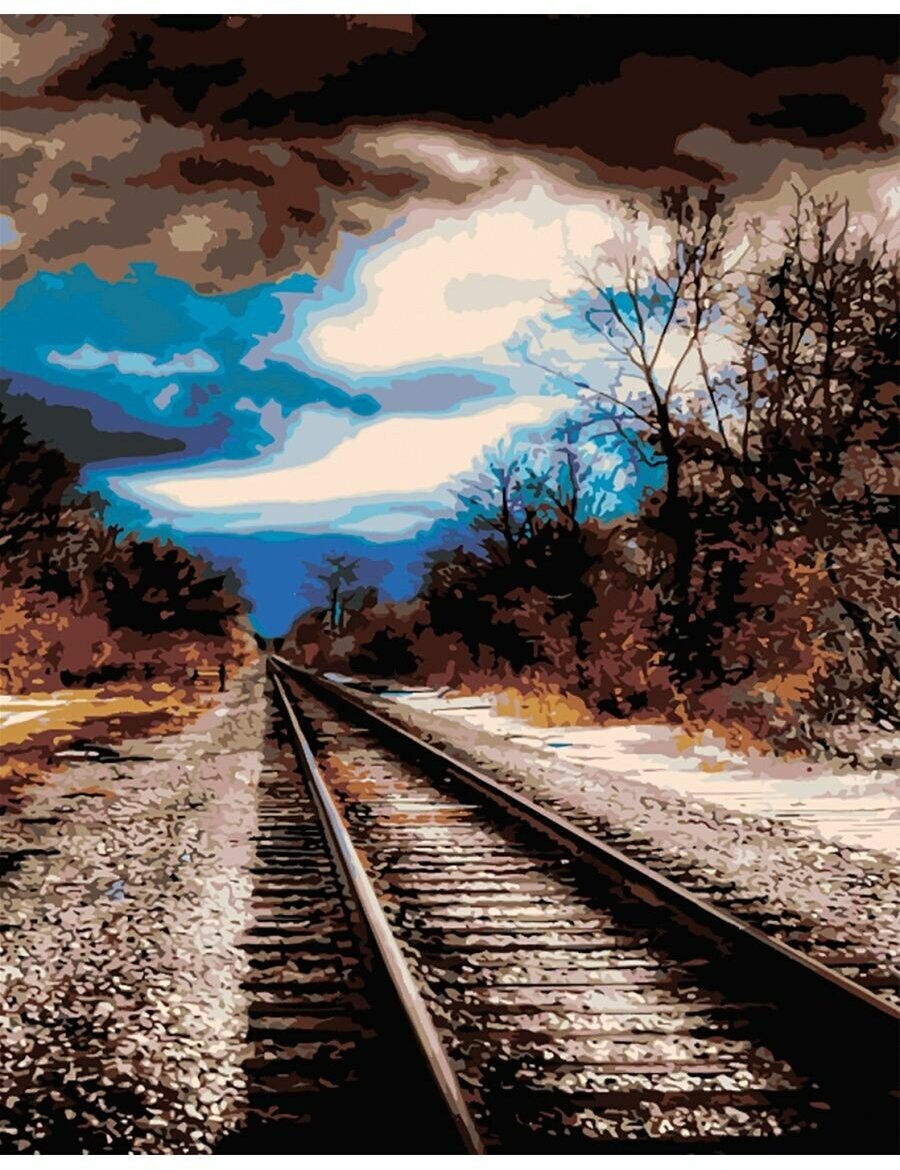 Картина по номерам "Железная дорога" 40х50 см, хлопковый холст на подрамнике, акрил, АртТойс