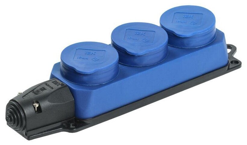 Розетка 3-м омега РБ33-1-0м IP44 каучук син, IEK PKR61-016-2-K07 (1 шт.)