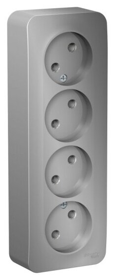 Розетка Systeme Electric (schneider Electric) SCHNEIDER ELECTRIC BLANCA 4-ая без заземления без штор. Изол. ПЛ, 16А, 250В, Алюминий, BLNRA000413