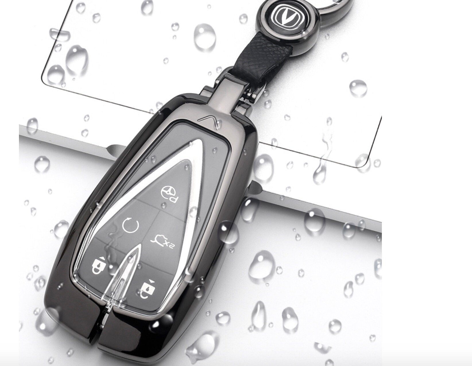 Защитный металлический чехол-футляр с брелком для автомобильного ключа марки Changan UNI-K, CS35PLUS, CS55, CS75FL