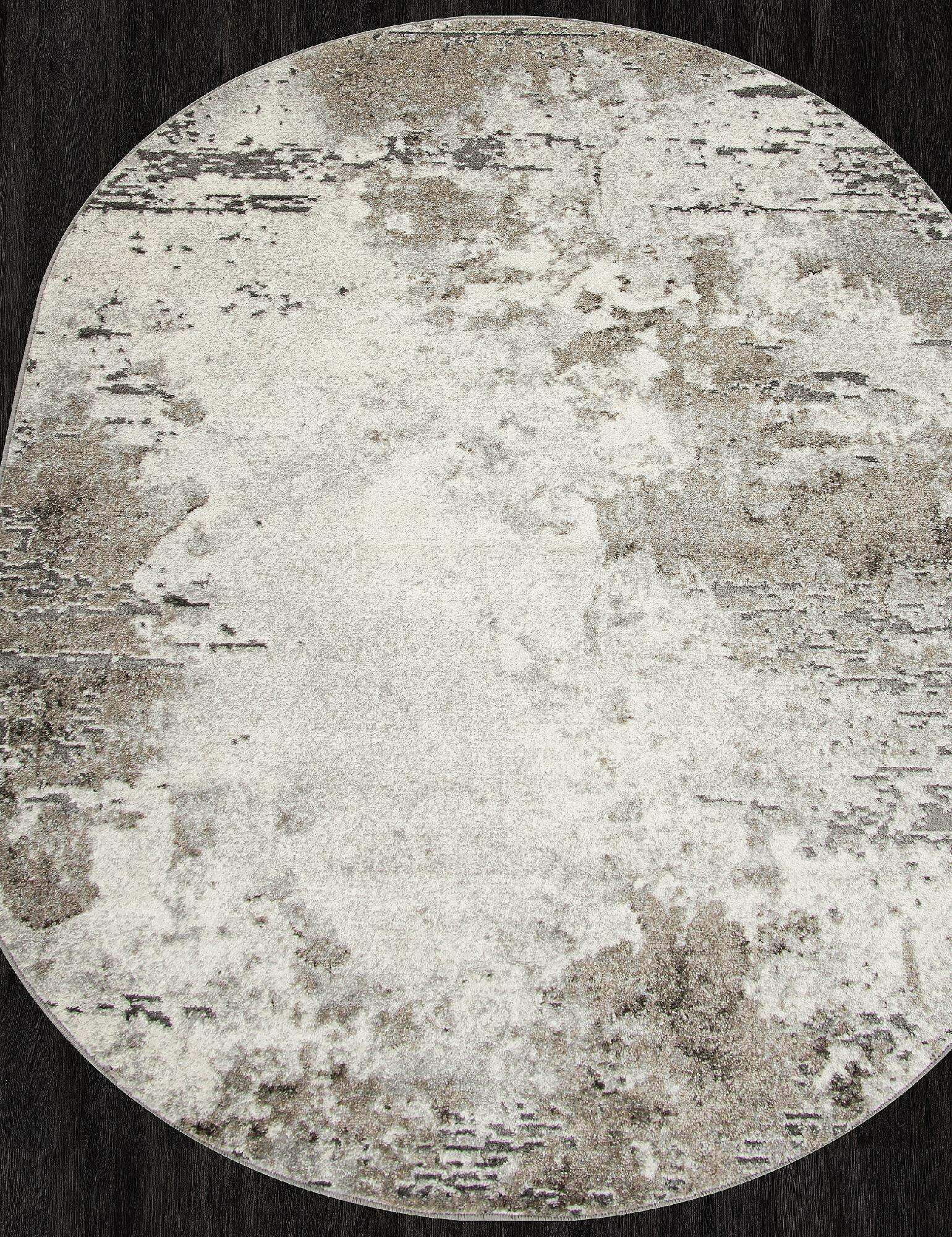 Ковер Овальный на пол в гостиную в спальню 100х200 см бежевый современный ворс 10 мм 362117 Kover-Russia