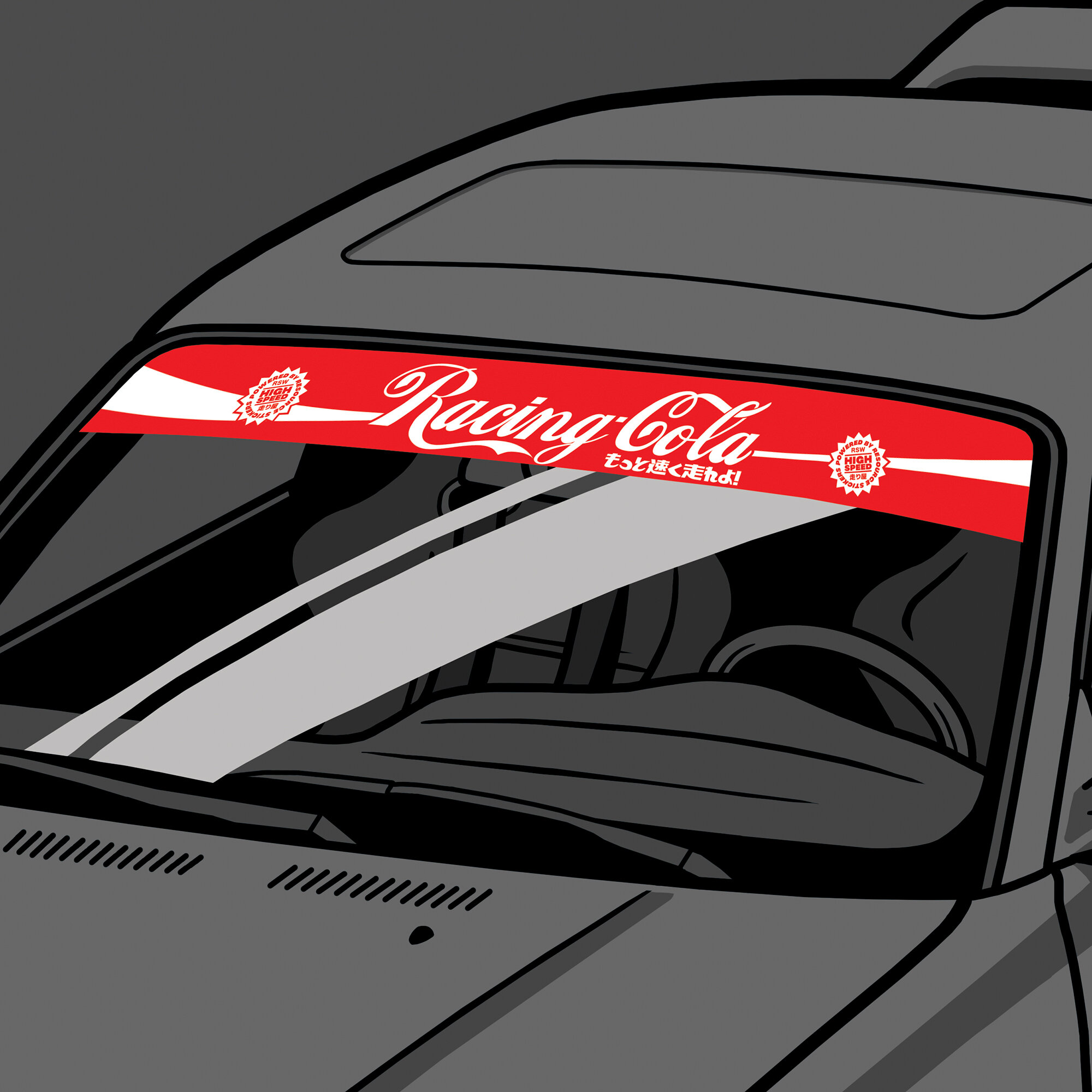 Наклейка на лобовое стекло Racing Cola, JDM лобаш / Resource Stickers