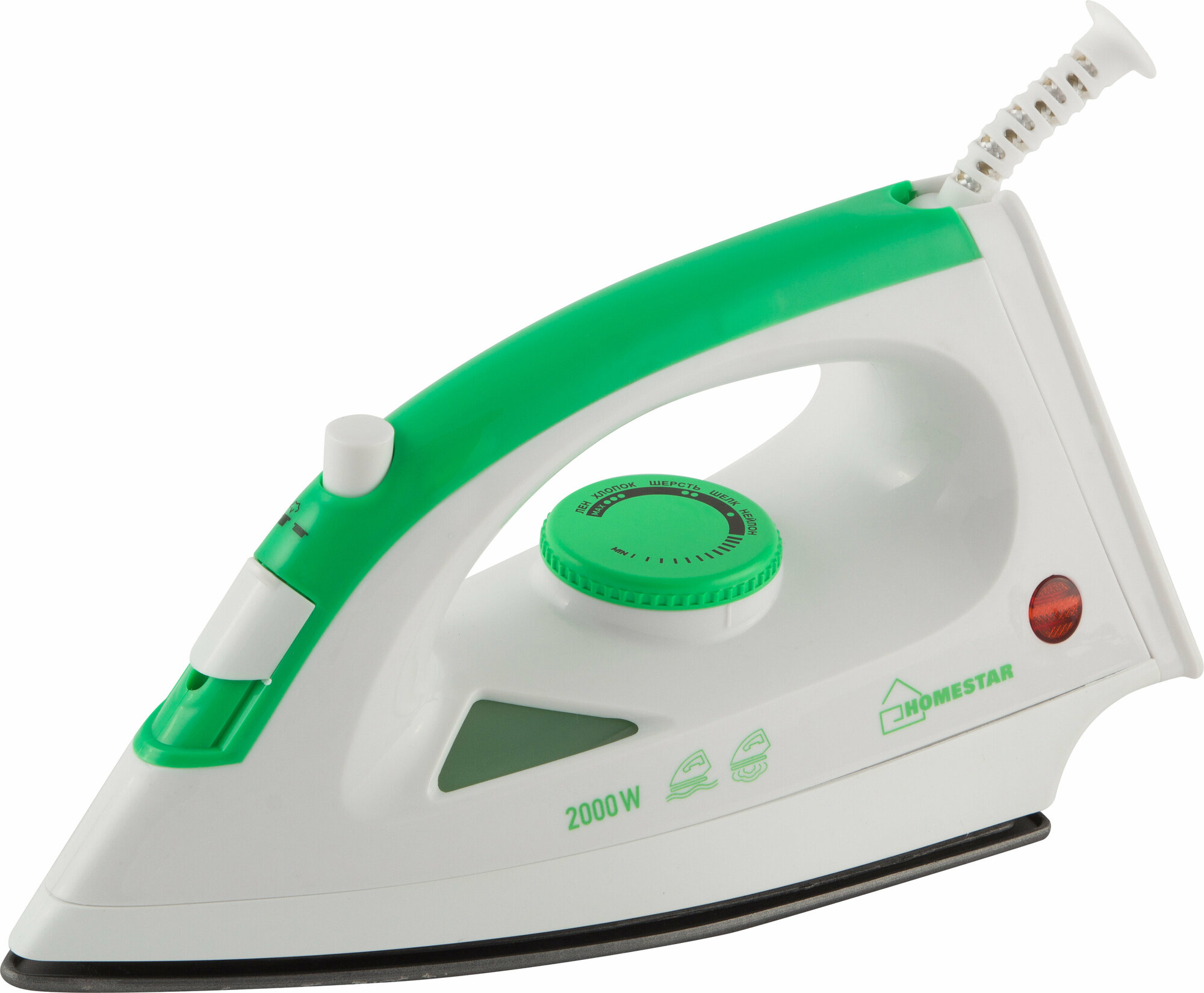 Утюг HOMESTAR HS-4001 бело-зеленый (2000Вт, пар, тефлоновая подошва)