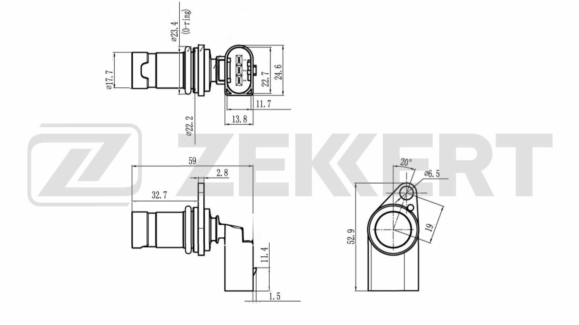 Датчик положения коленвала BMW 3 (E36 E46) 97- 5 (E39 E60) 96- X5 (E53) 00- 7 (E38 E65-67) 98- Zekkert арт. se-4060