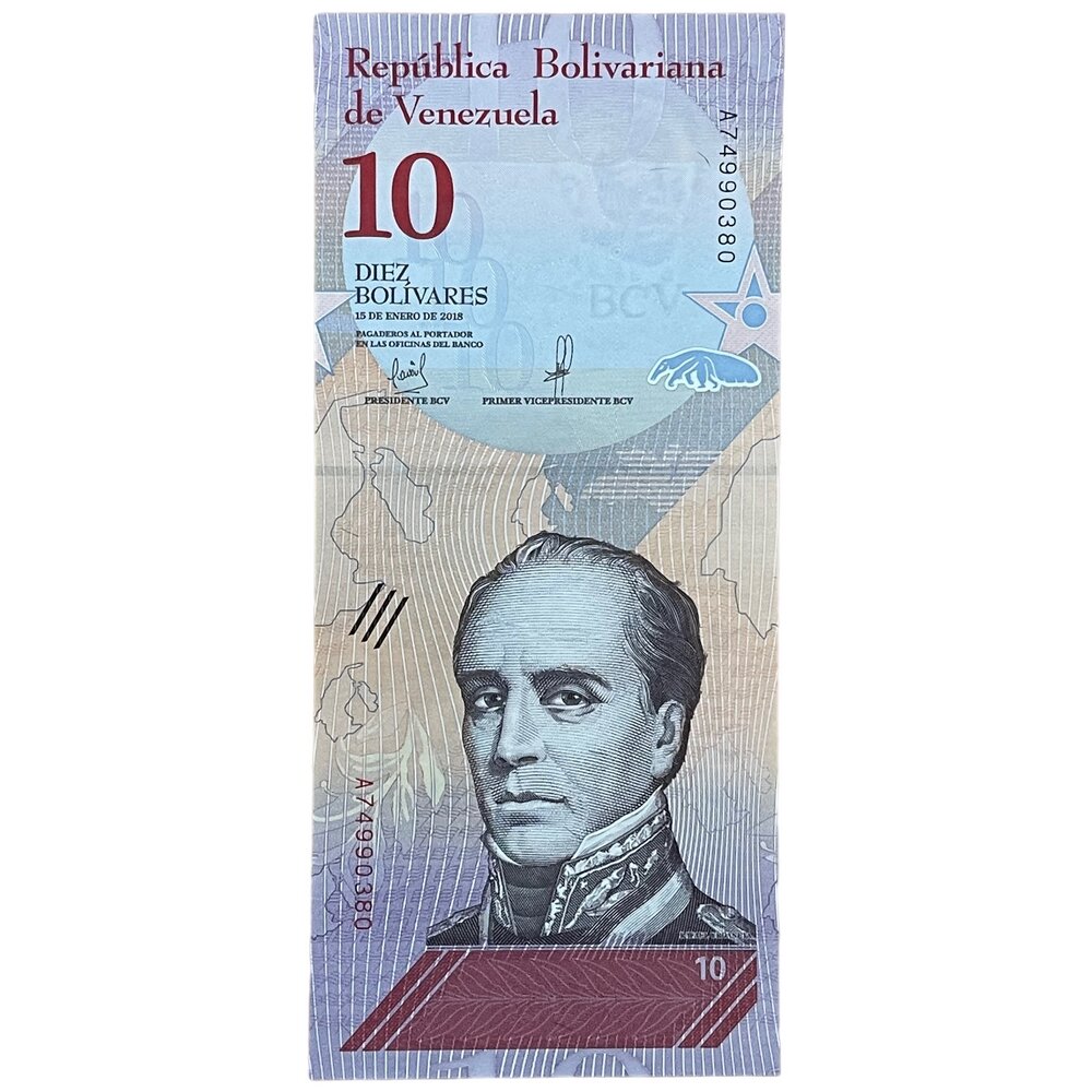 Венесуэла 10 боливаров 2018 г. (Серия A)
