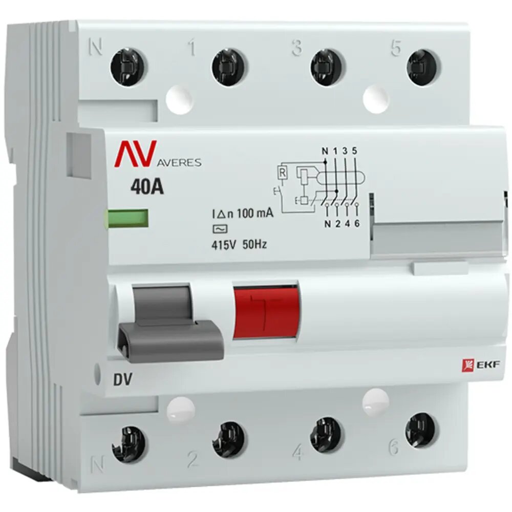 УЗО EKF Averes DV 4P 40A 100 мА 10 кА AC