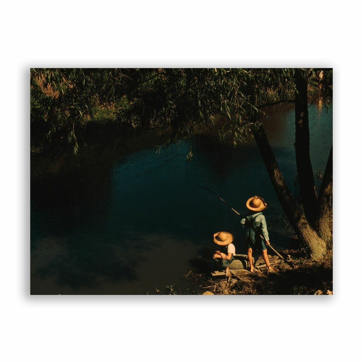 Постер, плакат на бумаге / Американские ретро фотографии - Рыбаки / Размер 60 x 80 см