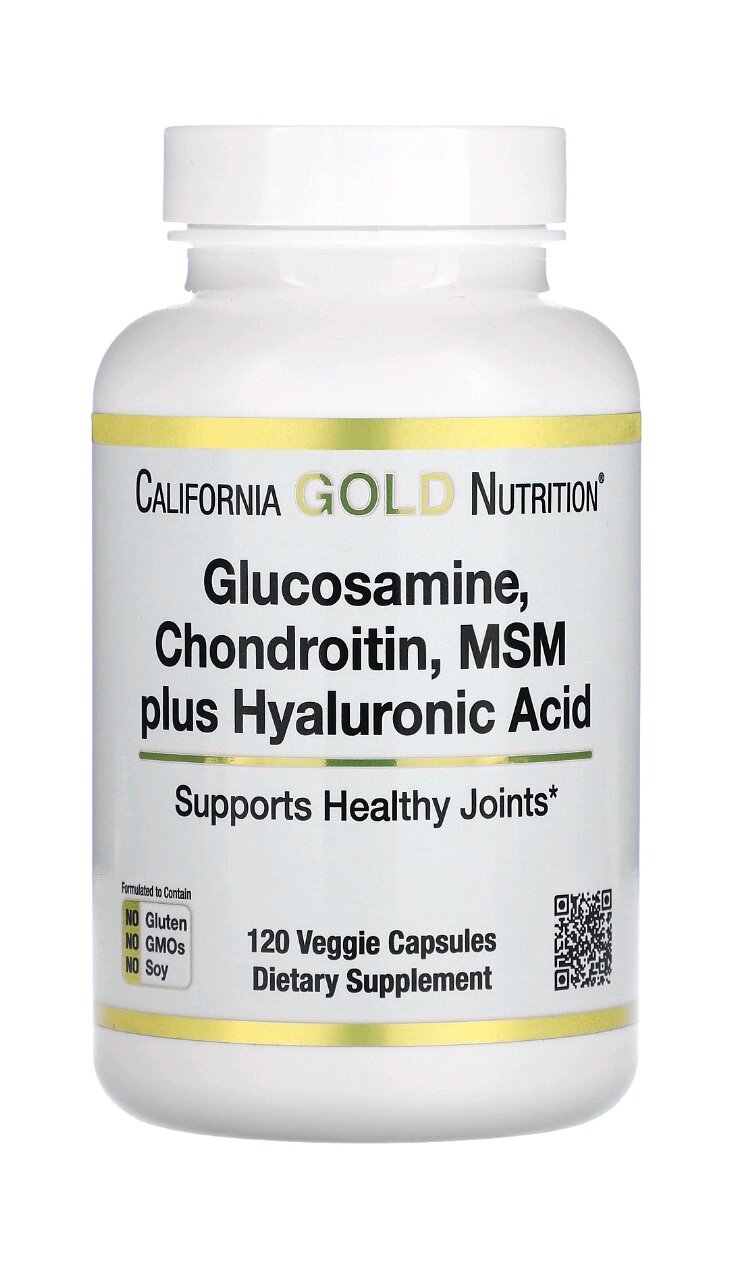 California Gold Nutrition Glucosamine Chondroitin MSM plus Hyaluronic Acid (Глюкозамин хондроитин МСМ с гиалуроновой кислотой) 120 капсул