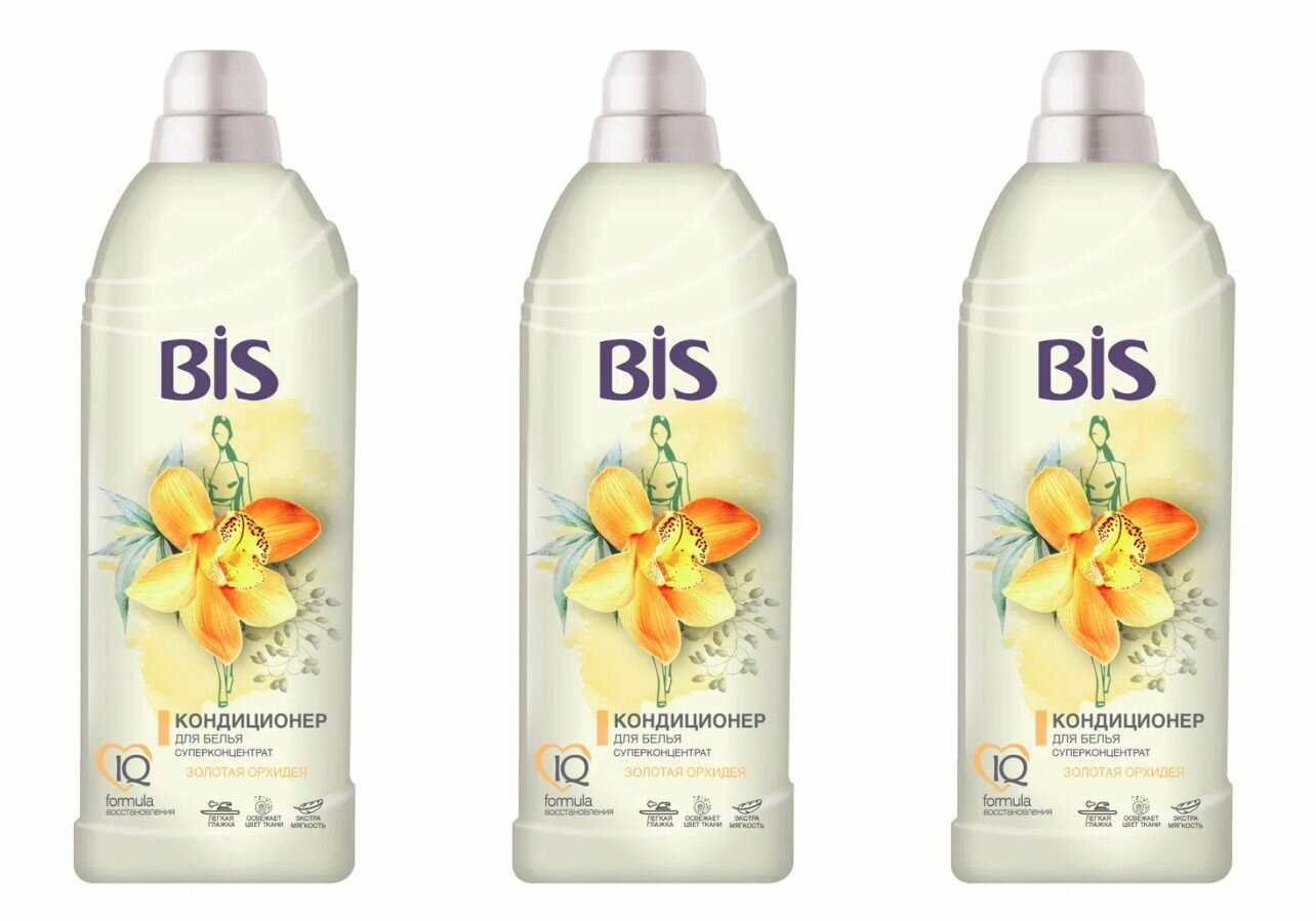BIS Кондиционер для белья Золотая орхидея, концентрированный, 900 мл, 3 шт
