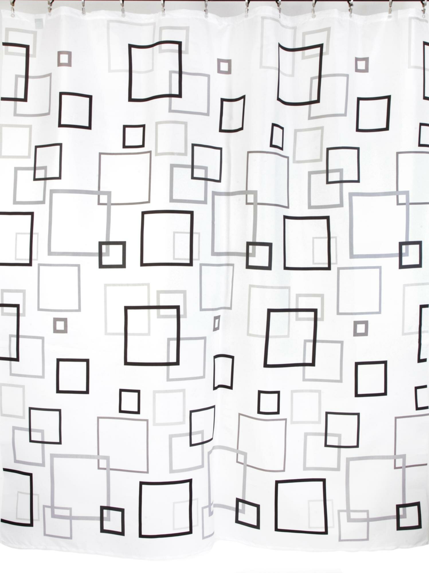 Штора для ванной комнаты Zalel YQL 01470 180x200 см полиэстер, белая, геометрические фигуры