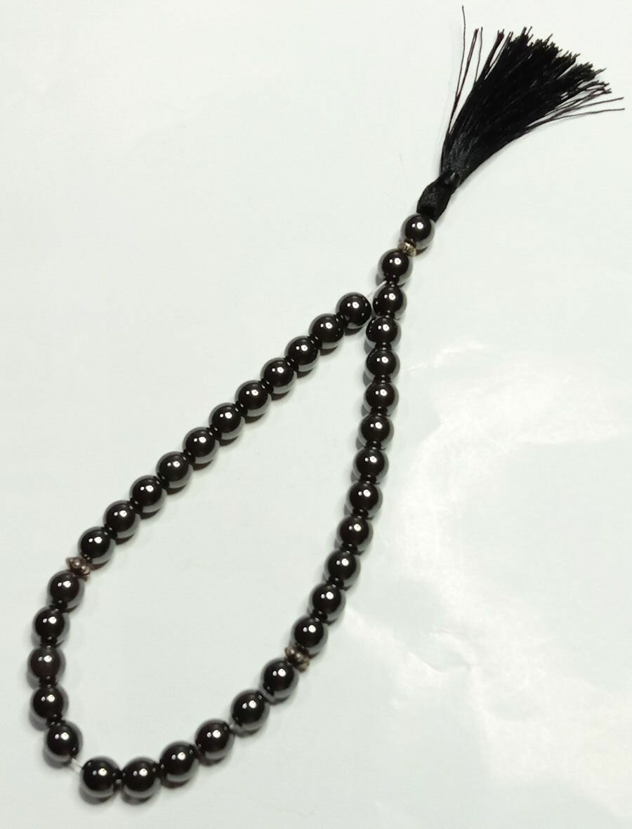 Четки из черного гематита 33 бусины 8 мм.