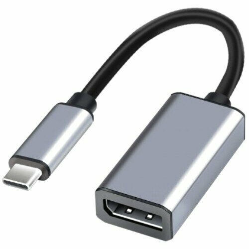 Видео адаптер USB-C-DP M/F KS-709 USB3.1 DisplayPort V1.4 8К60Гц - кабель 0.1м серебристо-чёрный