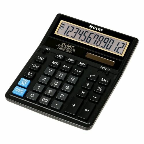 Калькулятор ELEVEN SDC-888TII, 12-разрядный, черный