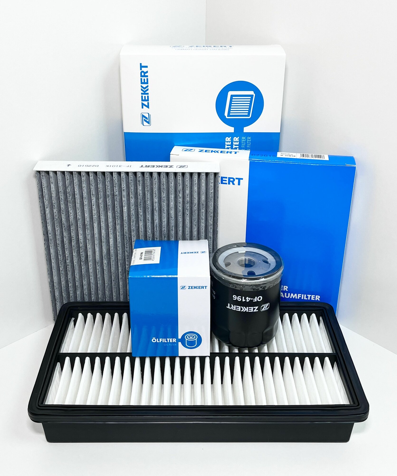 Комплект фильтров FAW Besturn X80 (ФАВ Бестурн Х80) ZEKKERT (Фильтр воздушный + масляный + салонный угольный)