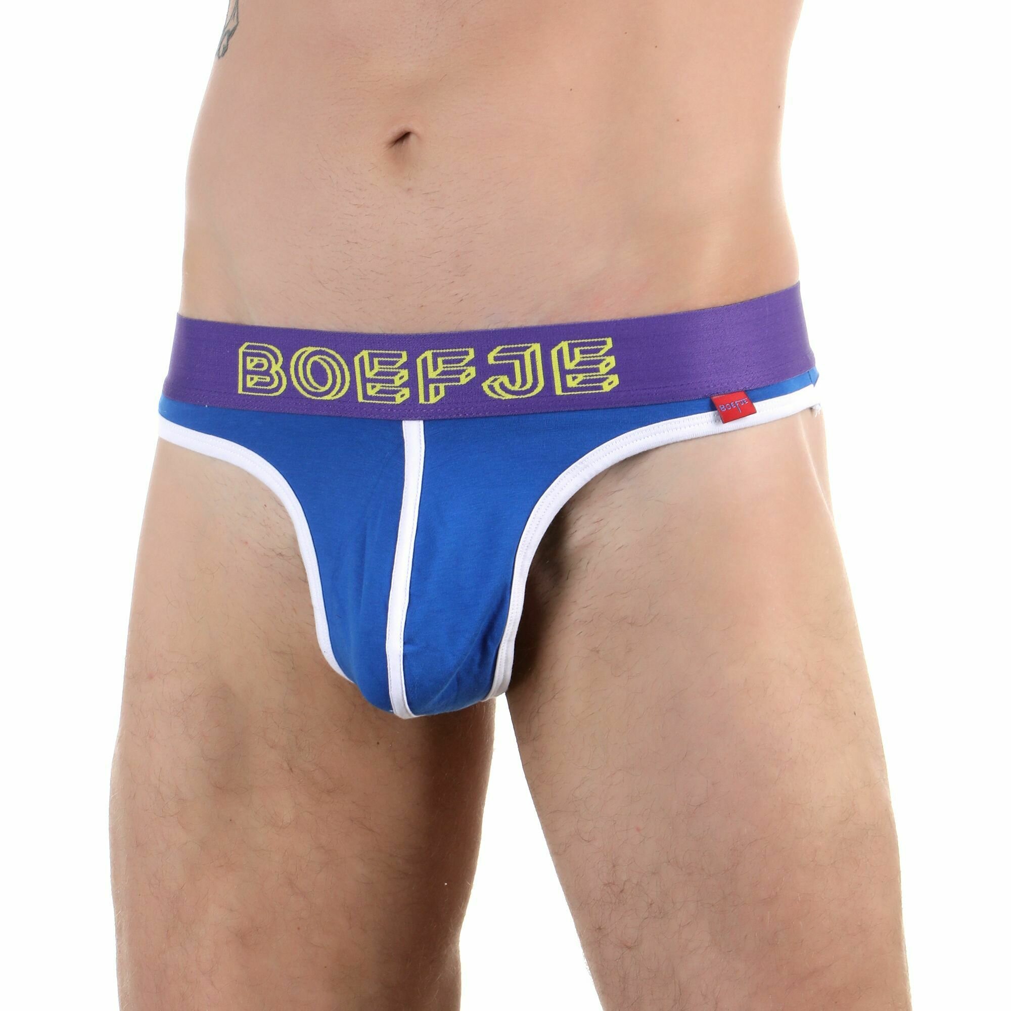 Трусы Синие сексуальные трусы-тонги с широким поясом L