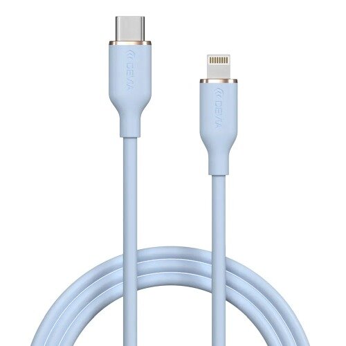 Devia Кабель силиконовый Jelly Series, Type-C - Lightning, 1.2 м, голубой
