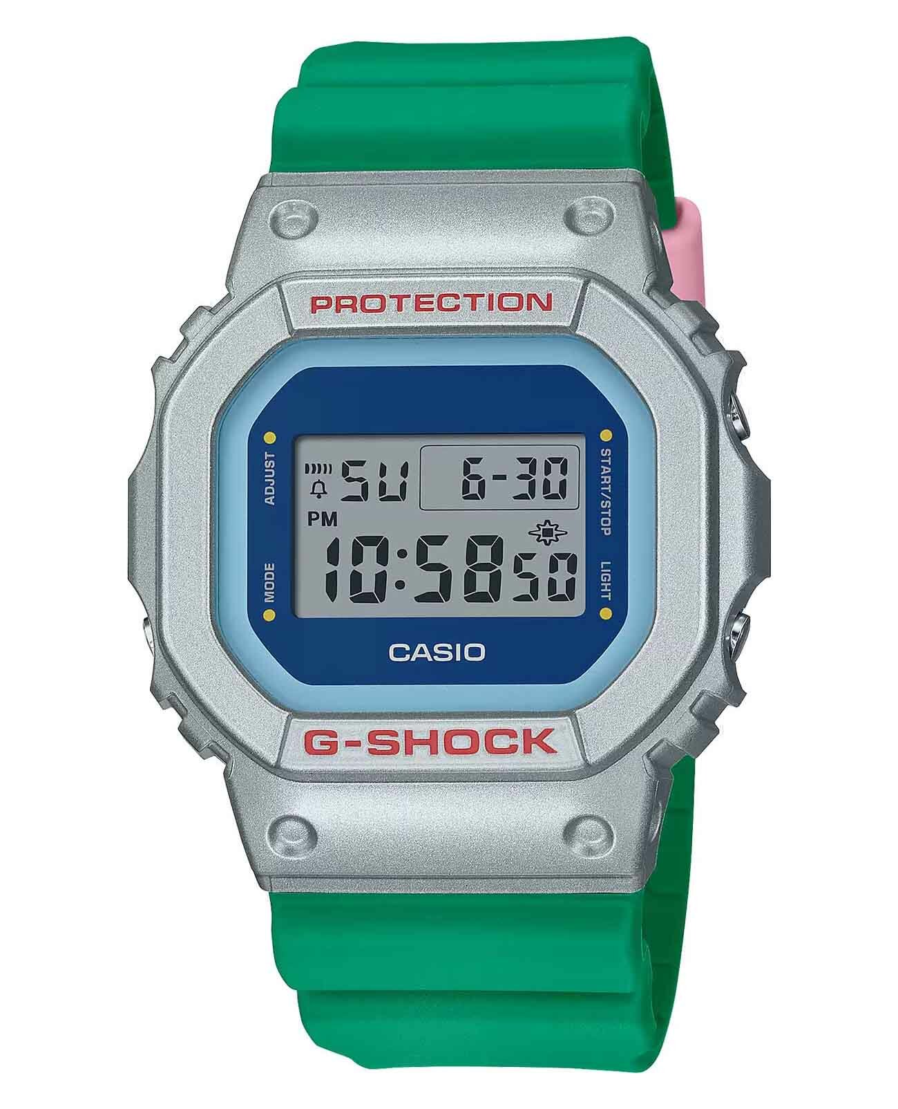 Наручные часы CASIO G-Shock, серебряный, зеленый, синий
