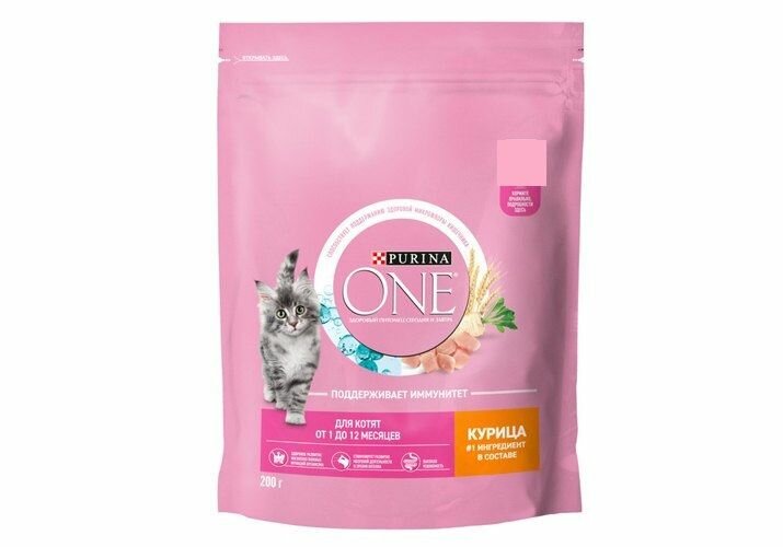 Purina ONE Сухой корм для котят, с высоким содержанием курицы и цельными злаками, 200 гр/