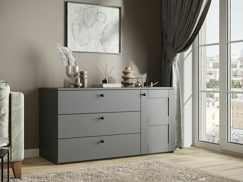 Комод с выдвижными ящиками "Ричи 4" 120х64х50 Серый графит