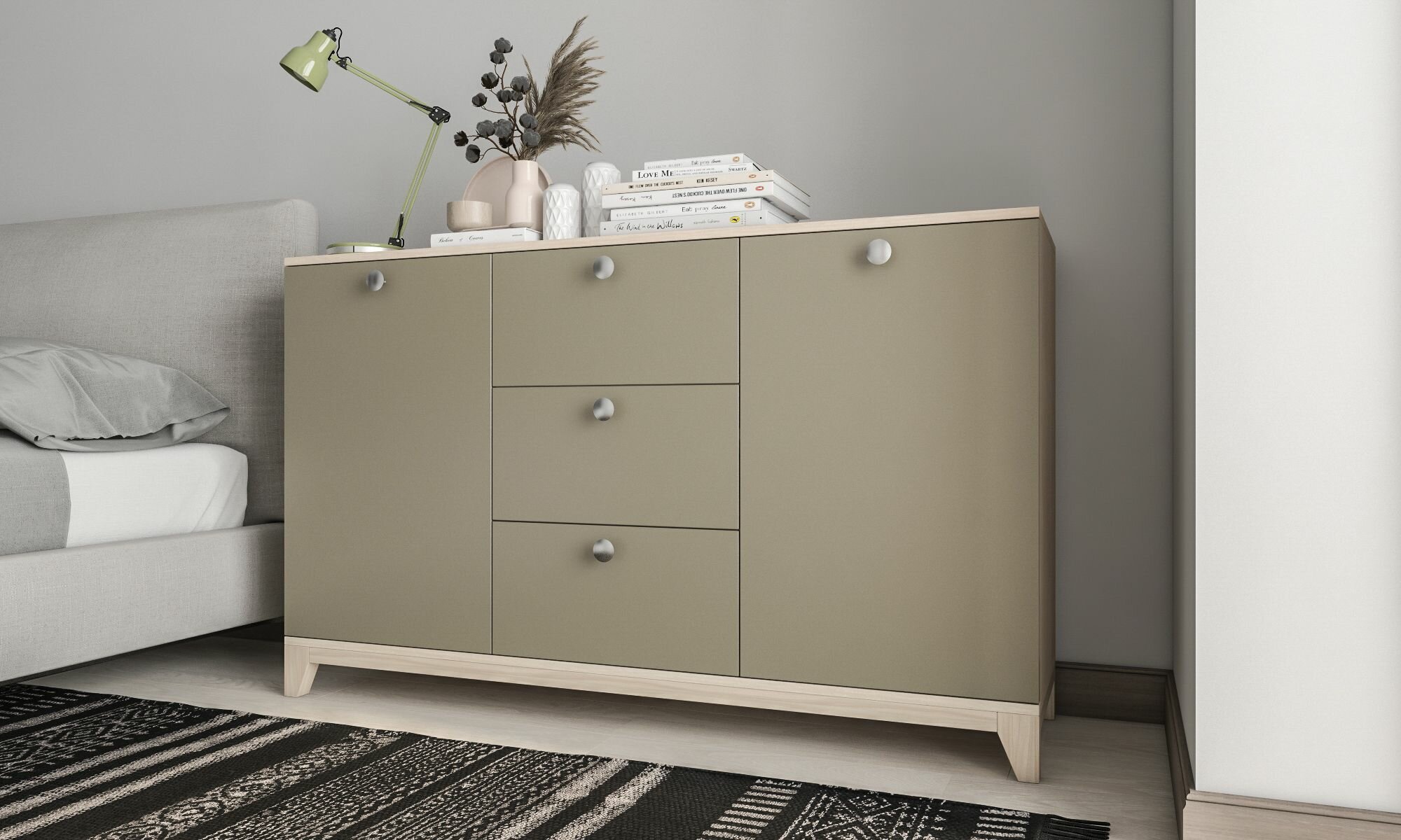 Комод с выдвижными ящиками "Хельга 13" МДФ 140х85х40 Кремона шампань / Айрон