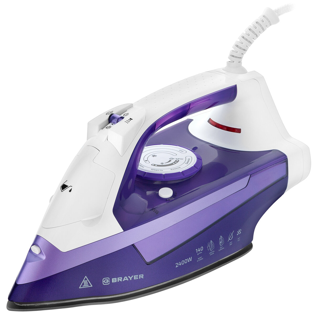 Утюг Brayer 4004BR 2400Вт, керамич, пар 140 г/мин, антикапля, разбрызг, самоотчистк