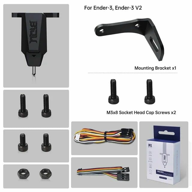 Датчик автоуровня BIQU MicroProbe v2.0 (полный набор с кронштейнами) для 3D принтеров Ender 3. Датчик автоуровня 3D-Touch (BLTouch) BIQU MicroProbe 2.0 от производителя Bigtreetech.