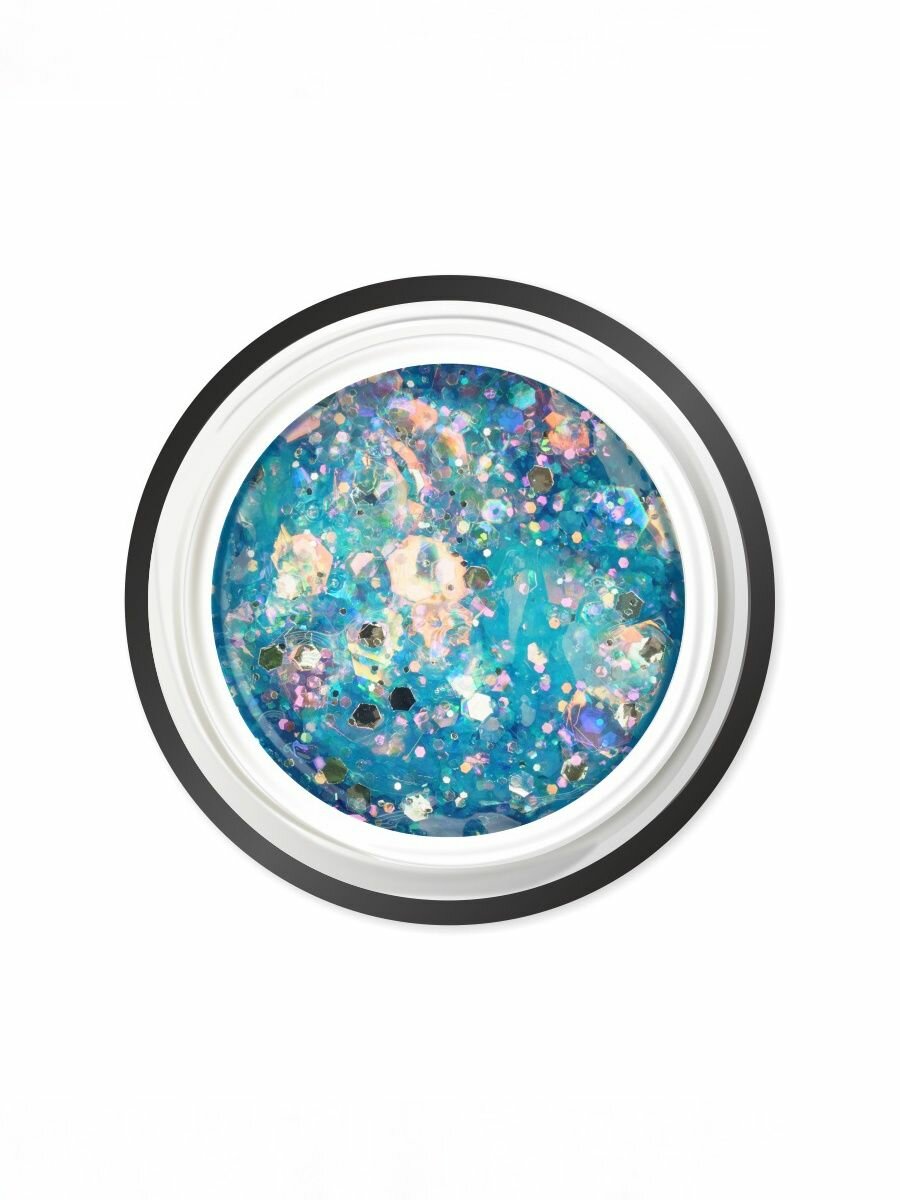 Nail Club Гель-краска для ногтей с глиттером GJ-06 Azure Shine 5 мл
