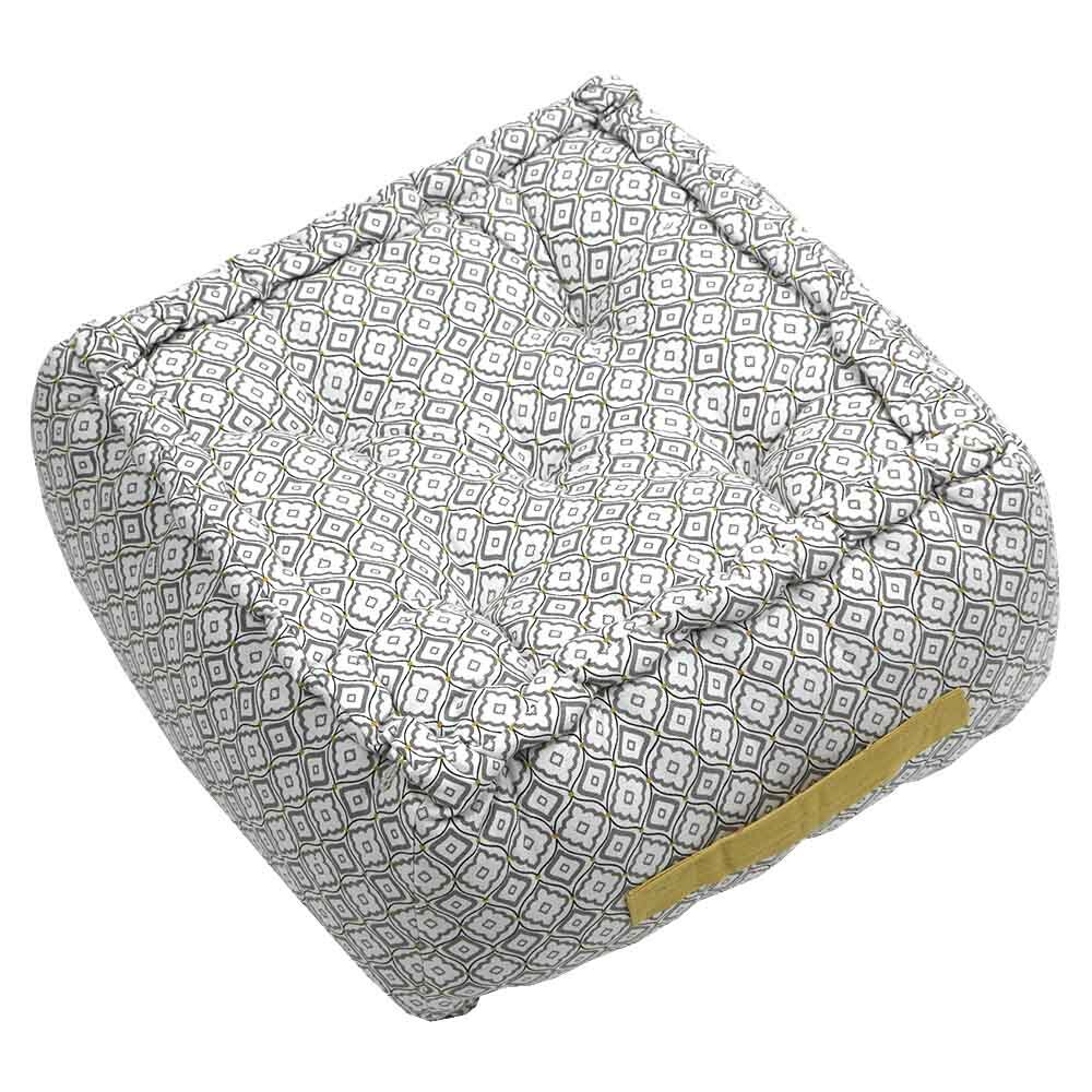 Пуфик Deco&Co AL23089, серый, бежевый, хлопок, с жёлтой ручкой 53050