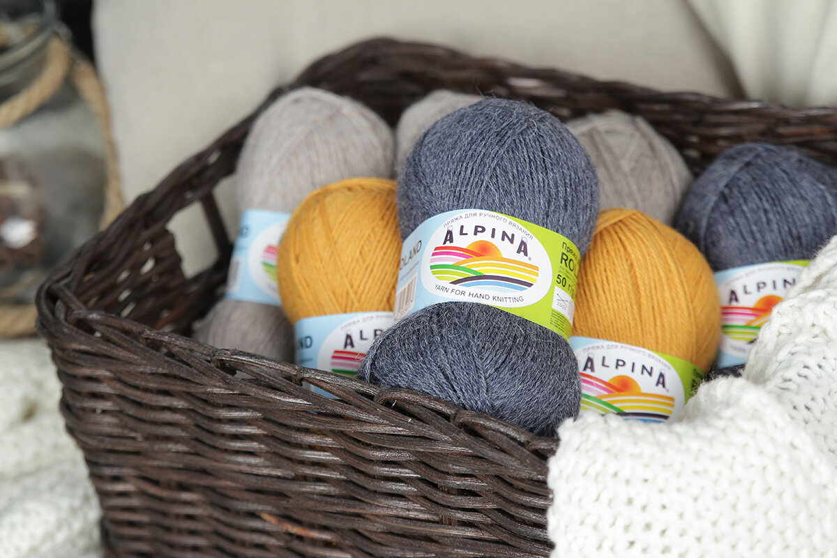 ALPINA ROLAND пряжа 100% альпака 50 г 200 м для вязания теплых изделий, мягкая цвет №34 т. голубой (1шт)