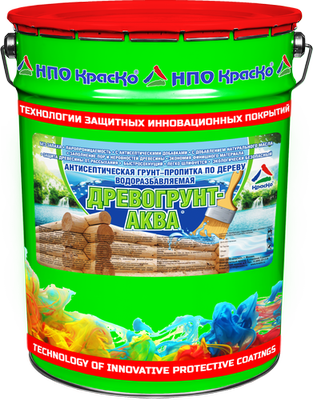 Грунт-Пропитка для Дерева Краско Древогрунт-Аква 20кг Бесцветная, Антисептическая, на Водной Основе / НПО Краско.
