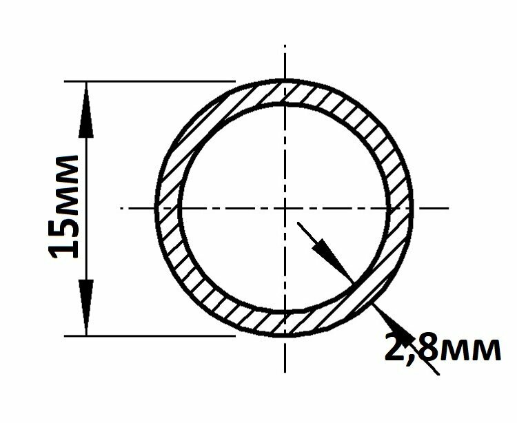Труба оцинкованная 15х2,8 мм (3 метра) электросварная, круглого сечения.