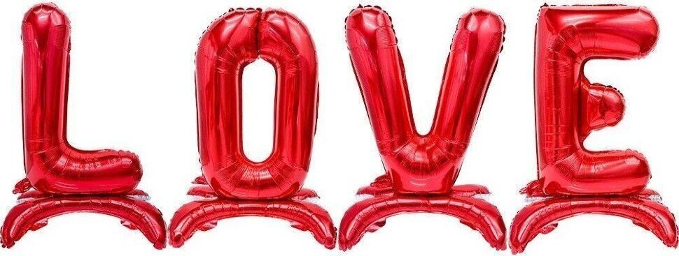 Набор шаров-букв (32'/81 см) LOVE, на подставке, Красный, 1 шт. в упак.