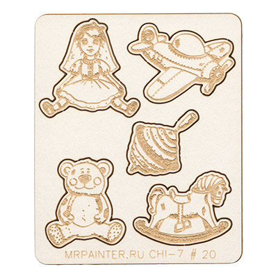 Mr.Painter CHI-7-CJ76 Чипборд 7×8.5 см, 20 шт, Игрушки №1 декоративные элементы для скрапбукинга и альбомов