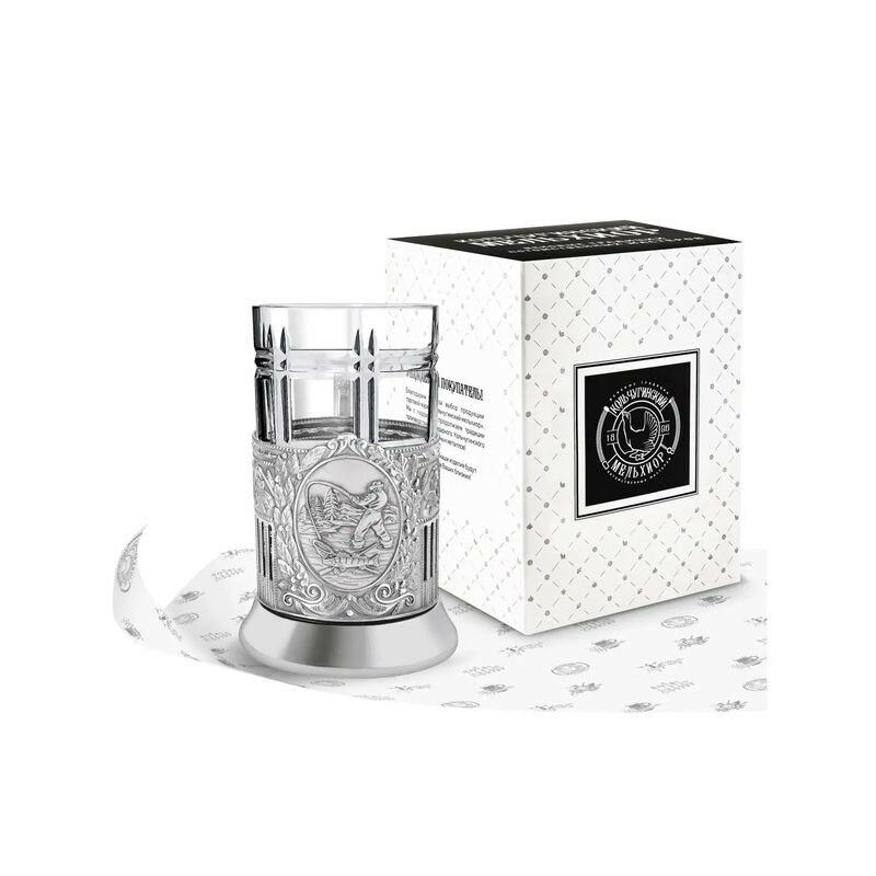 Кольчугинский мельхиор Набор для чая посеребренный "Рыбак (Советский)" (НБС36521/45)