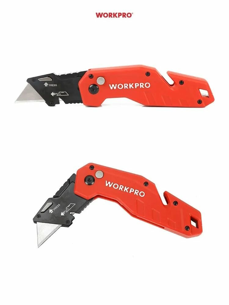 Нож универсальный, складной WORKPRO WP211018 (10 сменных лезвий WP213001 в комплекте)