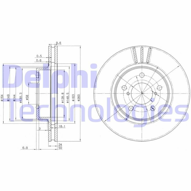 Диск тормозной вентилируемый для автомобиля Subaru, DELPHI BG2767 (2 шт.)