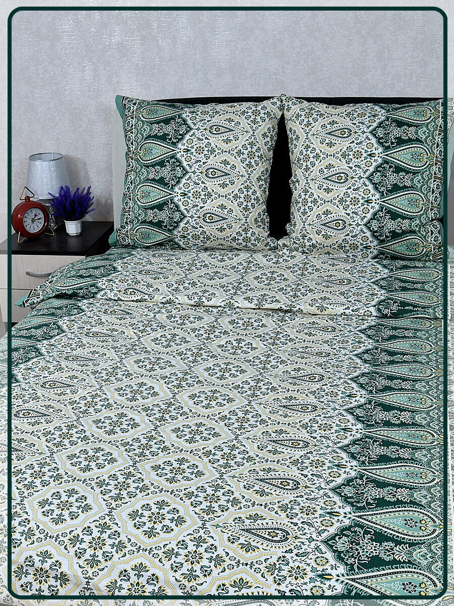 Постельное белье Шуйская бязь Огурцы зеленые 6229-8 1,5 спальное