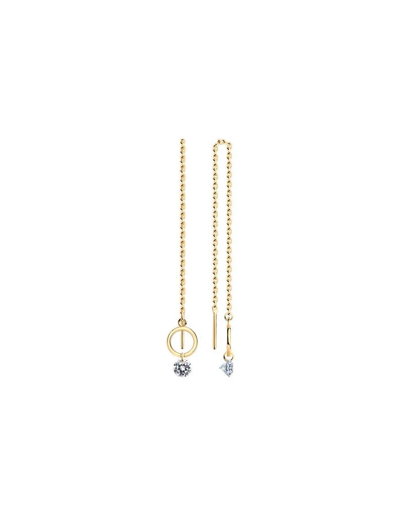 Серьги цепочки, серебро, 925 проба, золочение, фианит