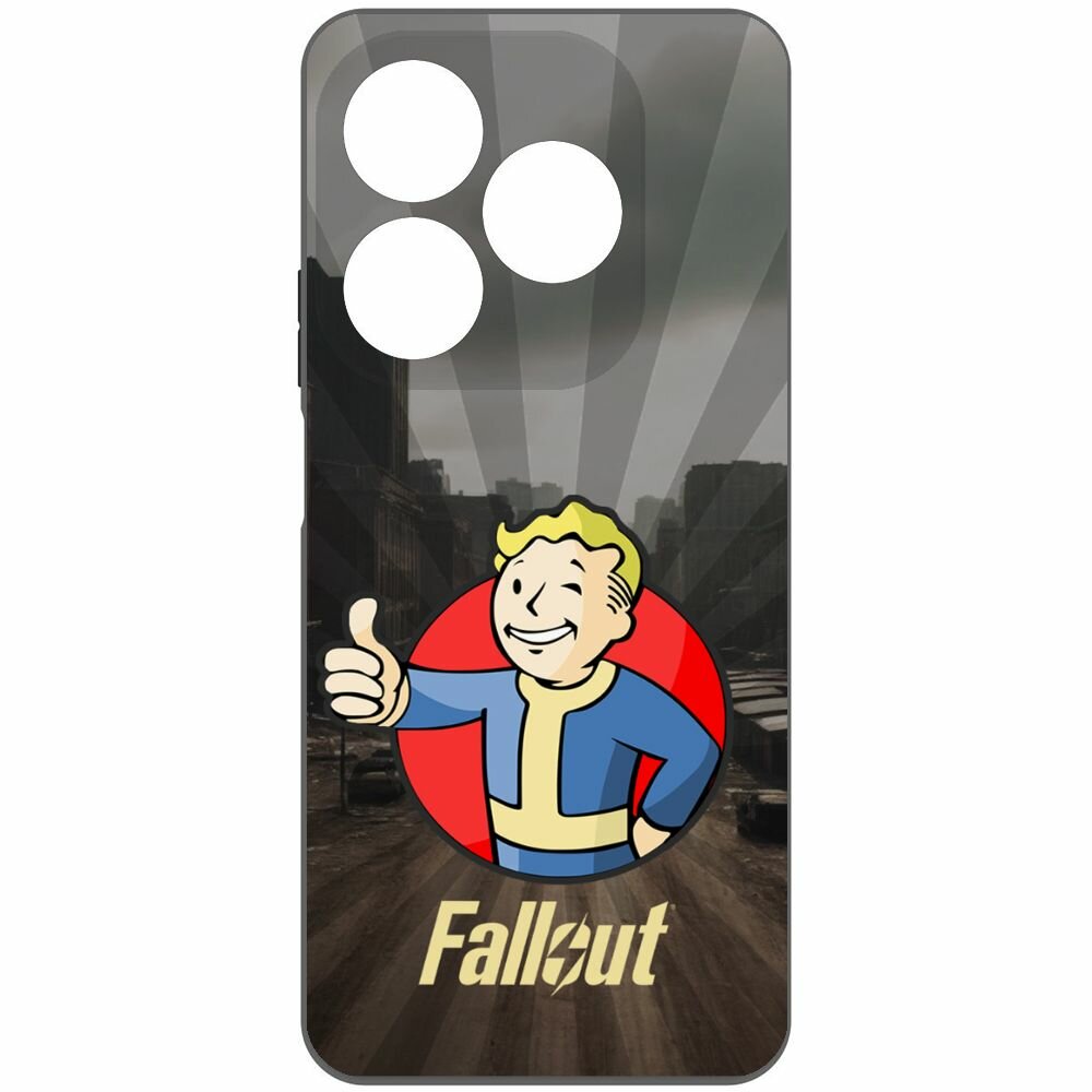 Чехол-накладка Krutoff Soft Case Фоллаут (Fallout) - Волт-бой для TECNO Spark 20 черный
