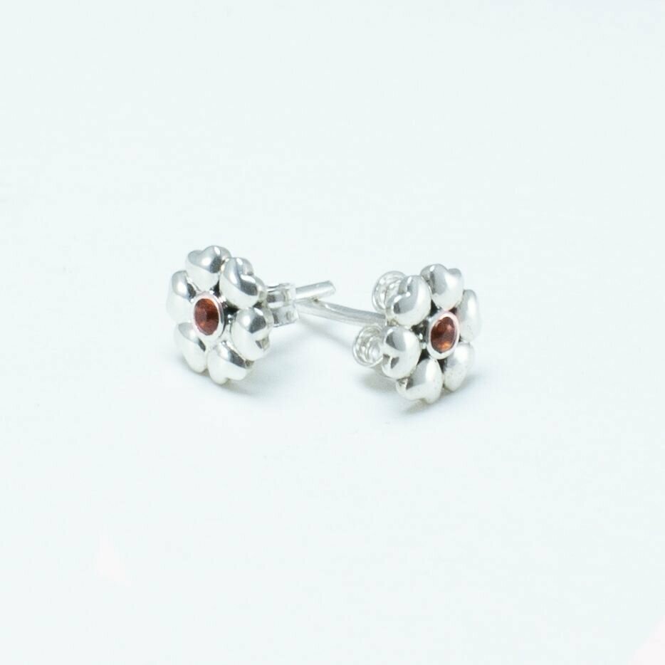 Серьги пусеты, серебро, 925 проба, цитрин
