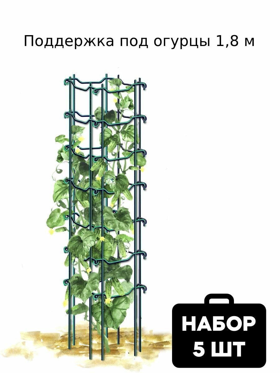 Поддержка под огурцы 1,8 м бирюзовая (набор 5 шт)