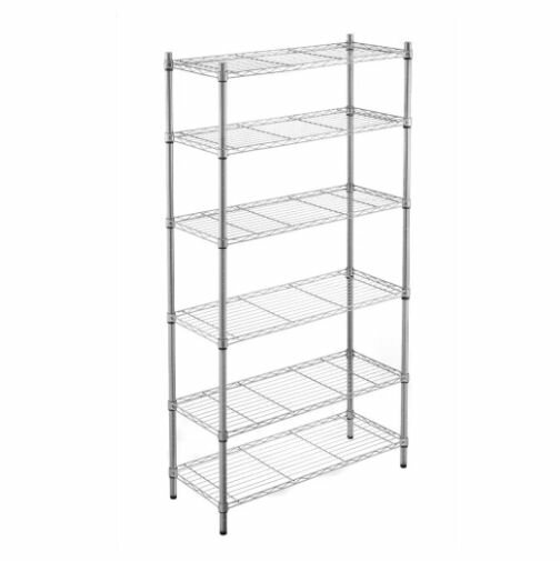 Стеллаж сетчатый 6 полок 90x180x35 см металл цвет хром нагрузка на полку 50 кг