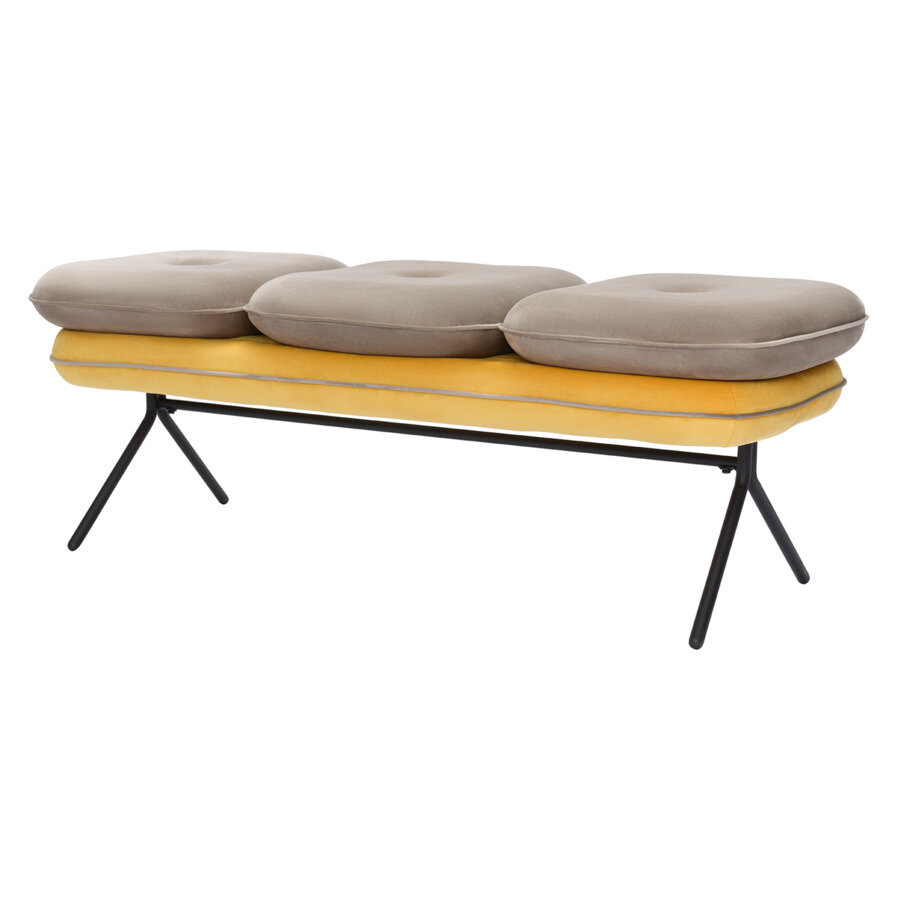 Банкетка Bergenson Bjorn Pea, велюр, бежево-желтая, высокое качество