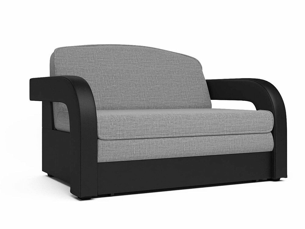Прямой диван Кармен 2 Серо-Черный Рогожка Экокожа, выкатной, 140х80х95 см, с ящиком для белья
