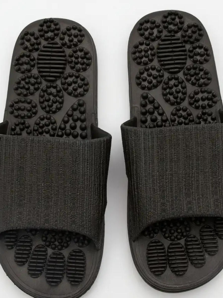 Массажные тапочки акупунктурные Карта Стопы, шиацу, черные, 40-41