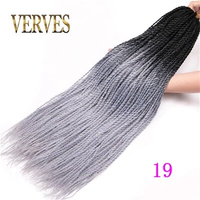 Синтетические косы VERVES Сенегальские твист омбре 24 дюйма 30 нитей 1 шт./лот, T1B/Серебристо-серый