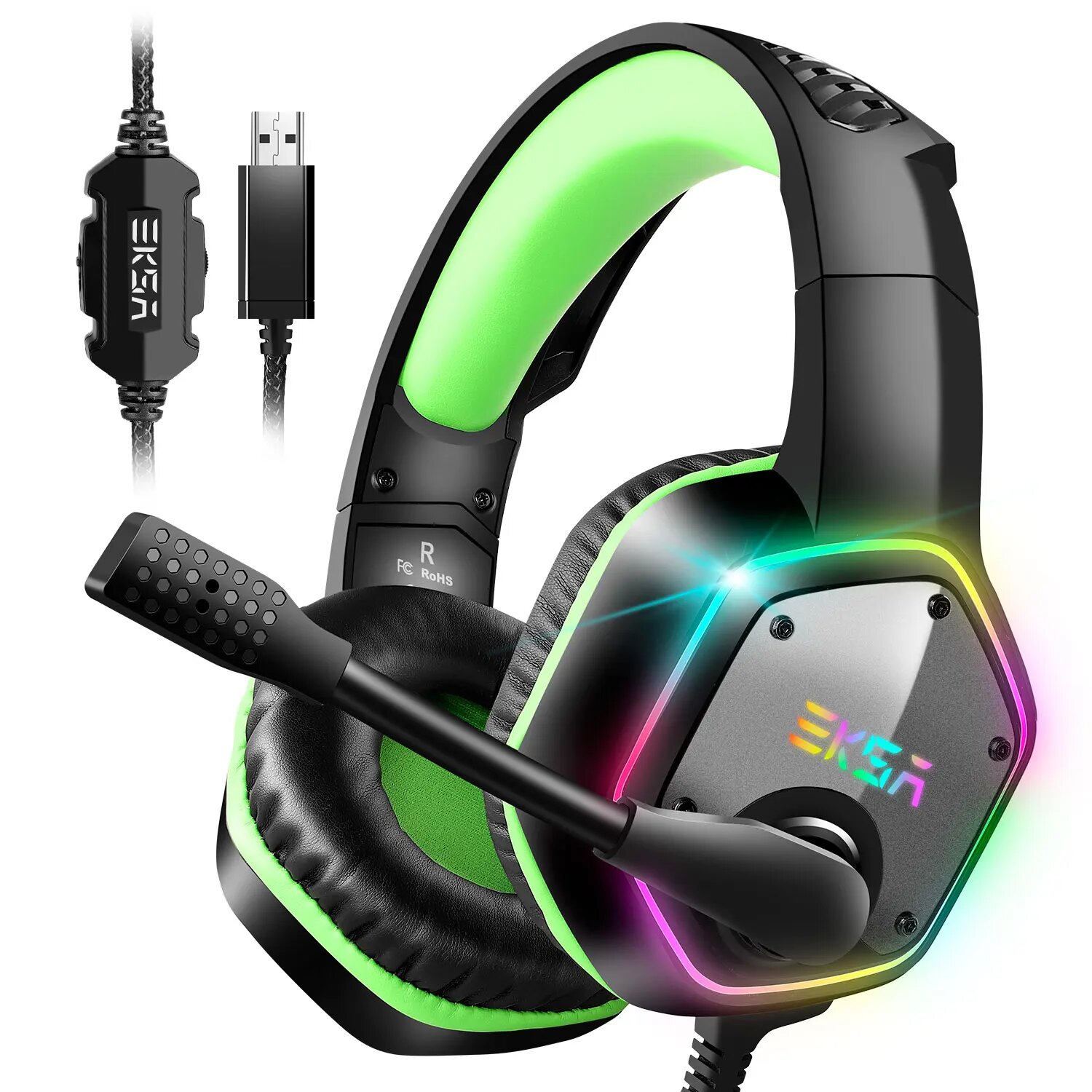 Игровые наушники EKSA E1000 Green 7.1