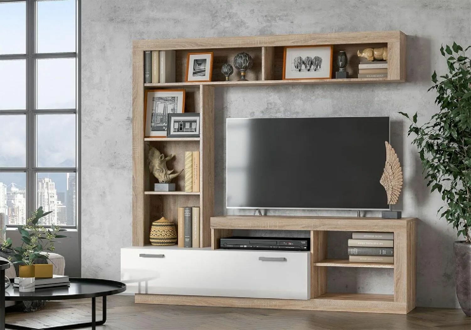 Центральная секция гостиной Ангара Белый/Сонома