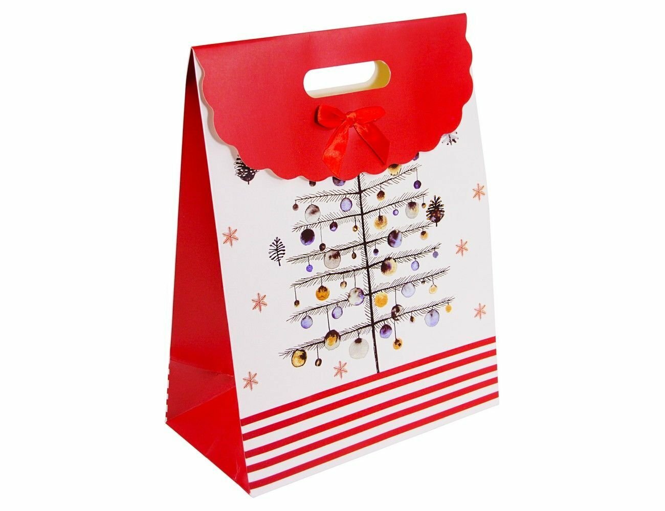 Сумочка для подарков (с ёлкой), бело-красная гамма, 28х37 см, Due Esse Christmas